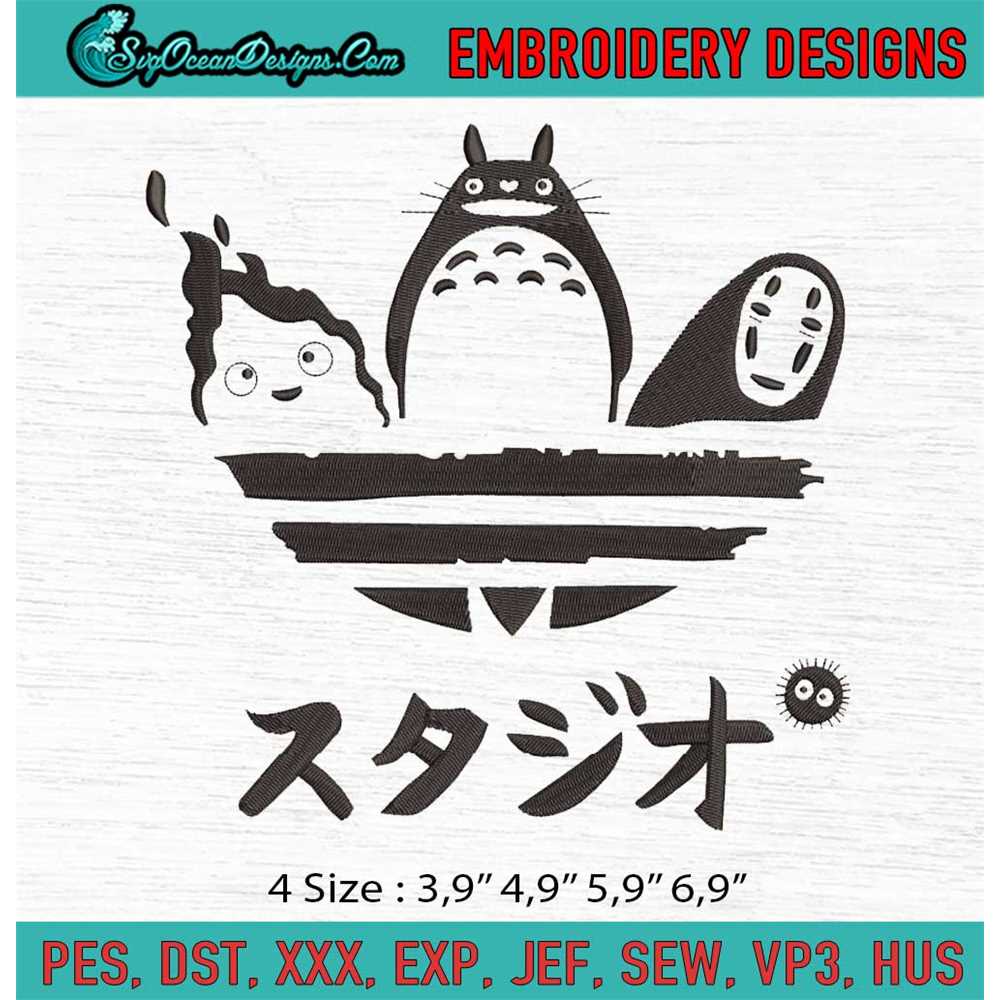 Kaonashi and Totoro Studio Ghibli Machine Embroidery Digitiz | Inspire ...