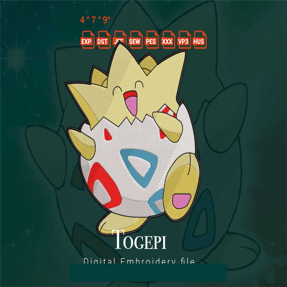 Togepi Pokemon Embroidery Design - Inspire Uplift