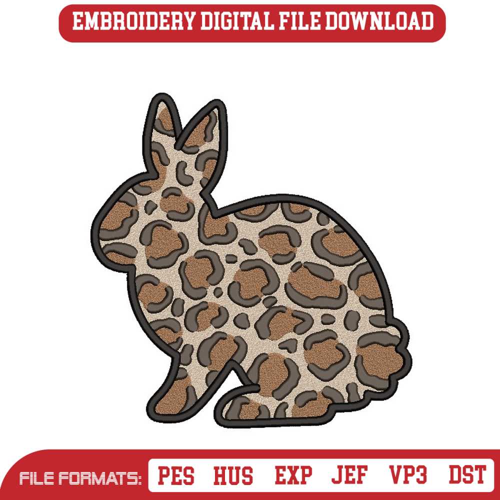 Leopard Bunny Embroidery Design, Easter Embroidery File, 69 | Inspire ...
