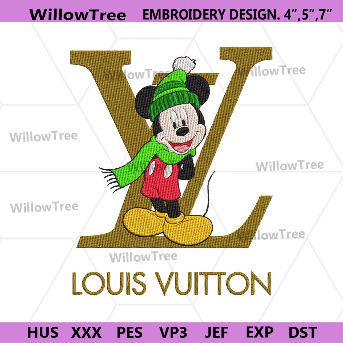 Louis Vuitton Mickey With Scraft Logo Embroidery Design File | Inspire ...
