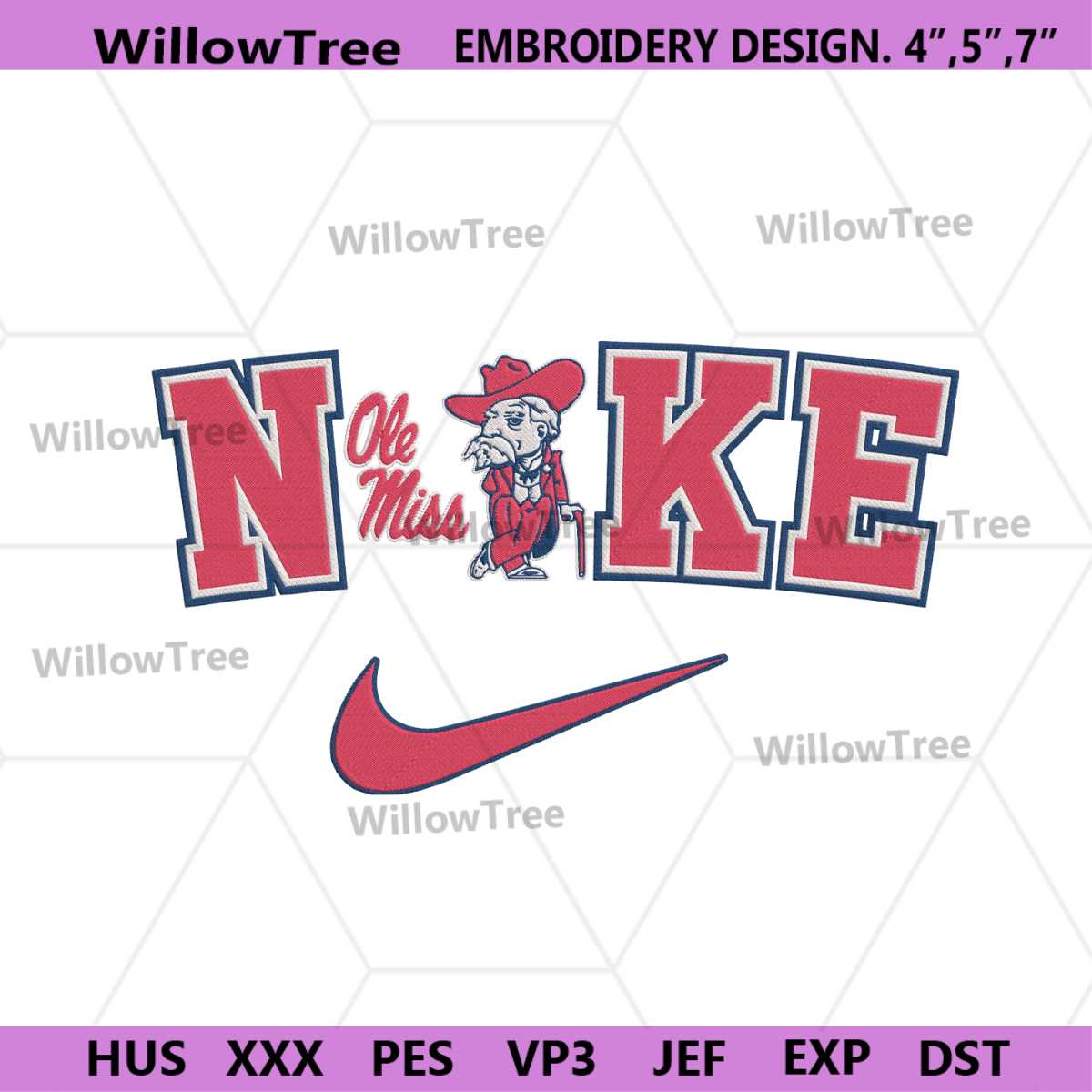 Ole Miss Rebels Nike Logo Embroidery Design Download File | Inspire Uplift