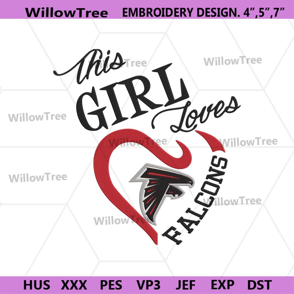 This Girl Loves Falcons Machine Embroidery Design, Falcons E | Inspire ...