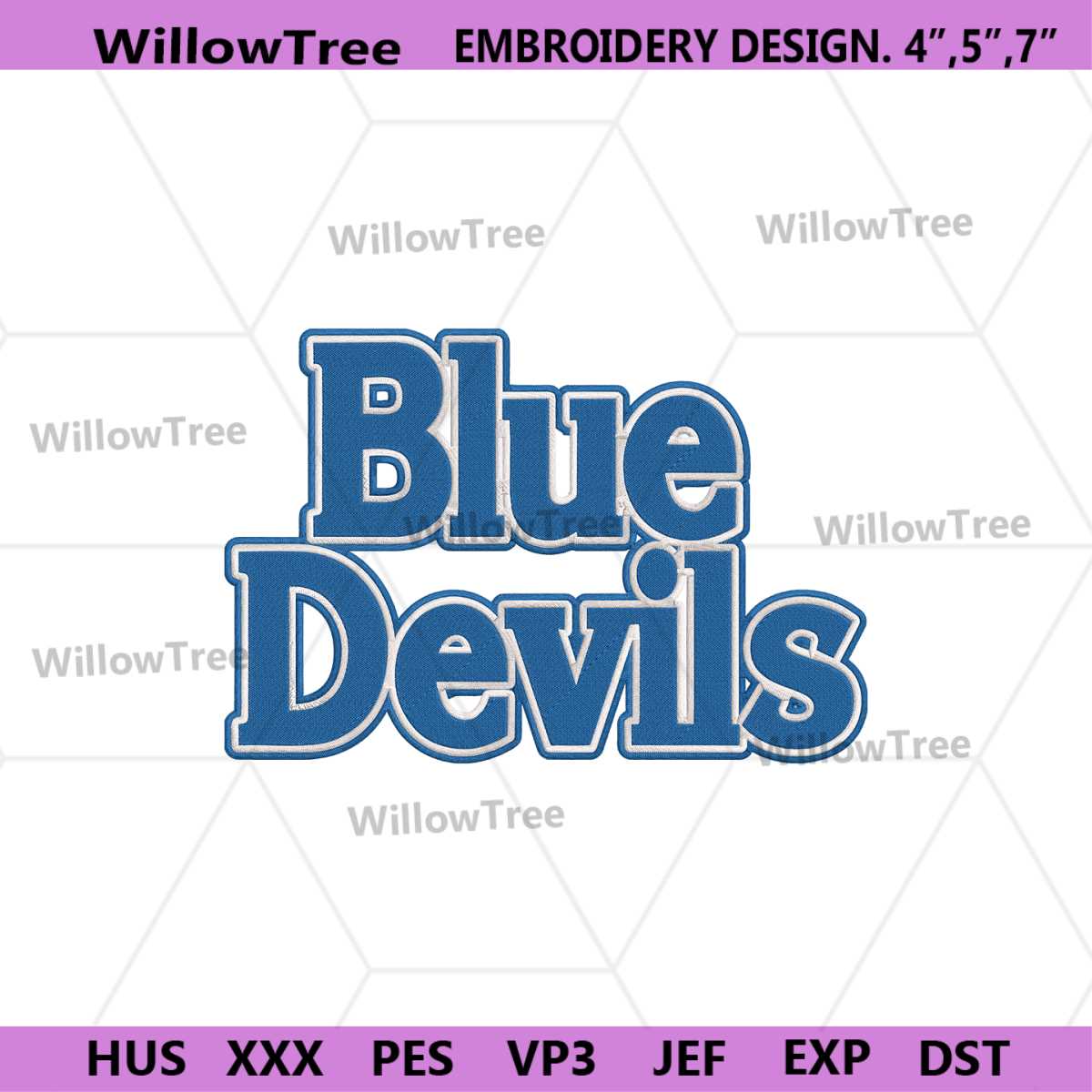 Blue Devils Wordmark Logo Machine Embroidery, Blue Devils Te | Inspire ...