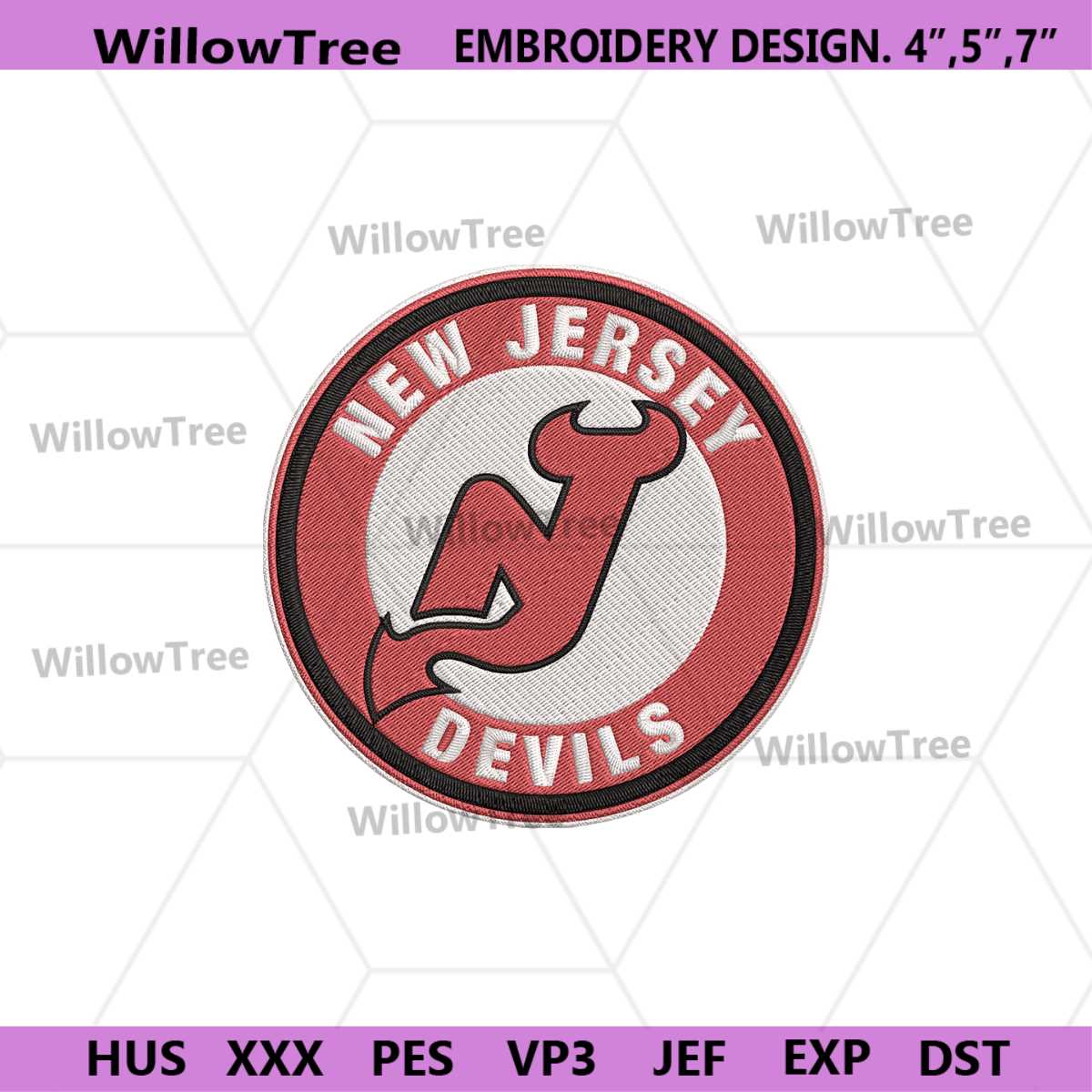 New Jersey Devils Logo Hockey Embroidery Design, NHL Team Em | Inspire ...