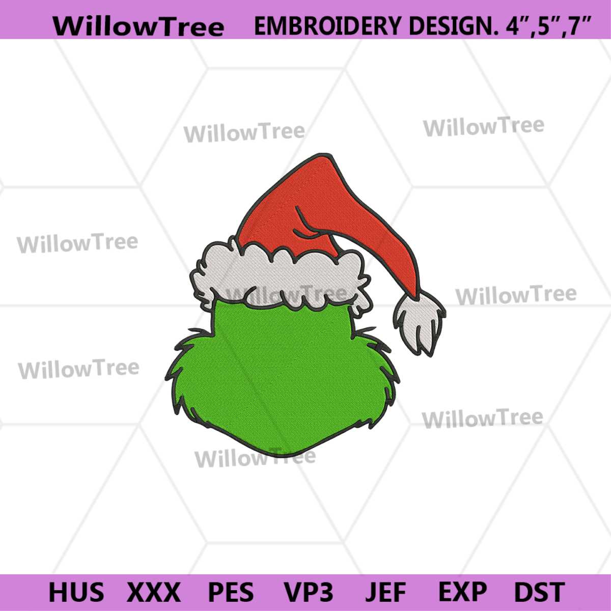 The Grinch Face Embroidery File Instant Download, The Grinch | Inspire ...