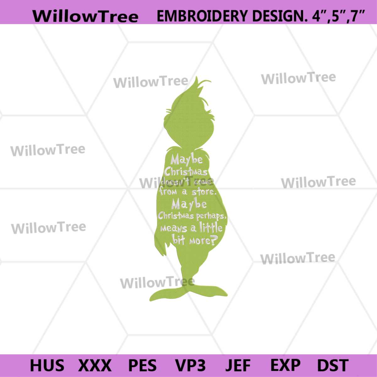 Grinch Embroidery Design | Inspire Uplift