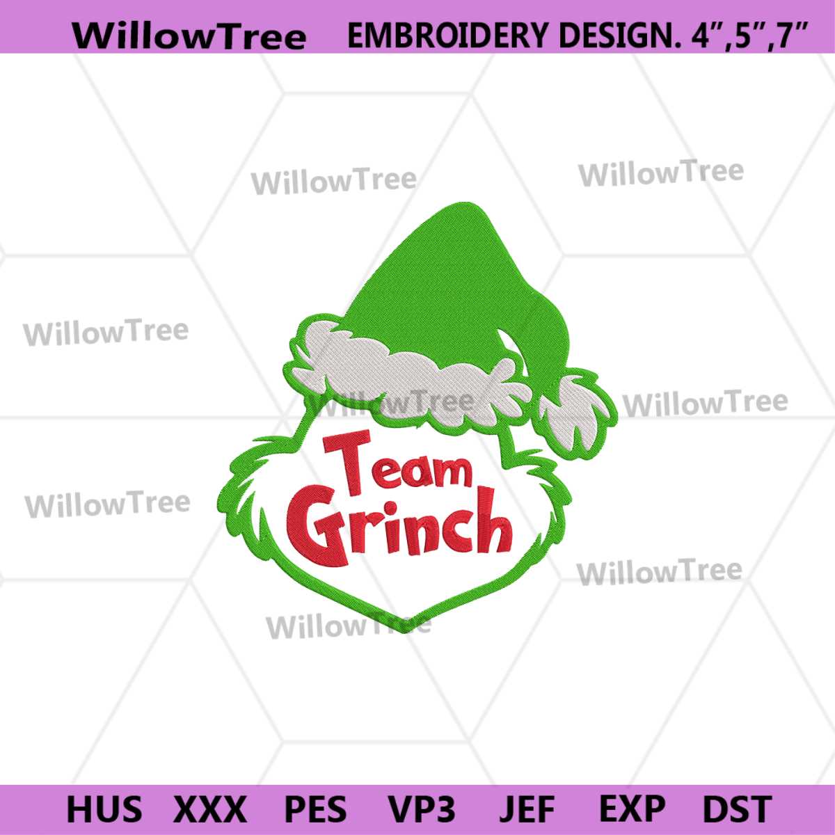 Team Grinch Embroidery Designs Files, Grinch Face Machine Em | Inspire ...