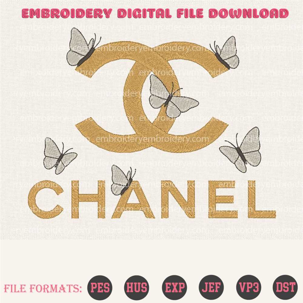 Chanel Butterfly Logo machine embroidery design files instan | Inspire ...