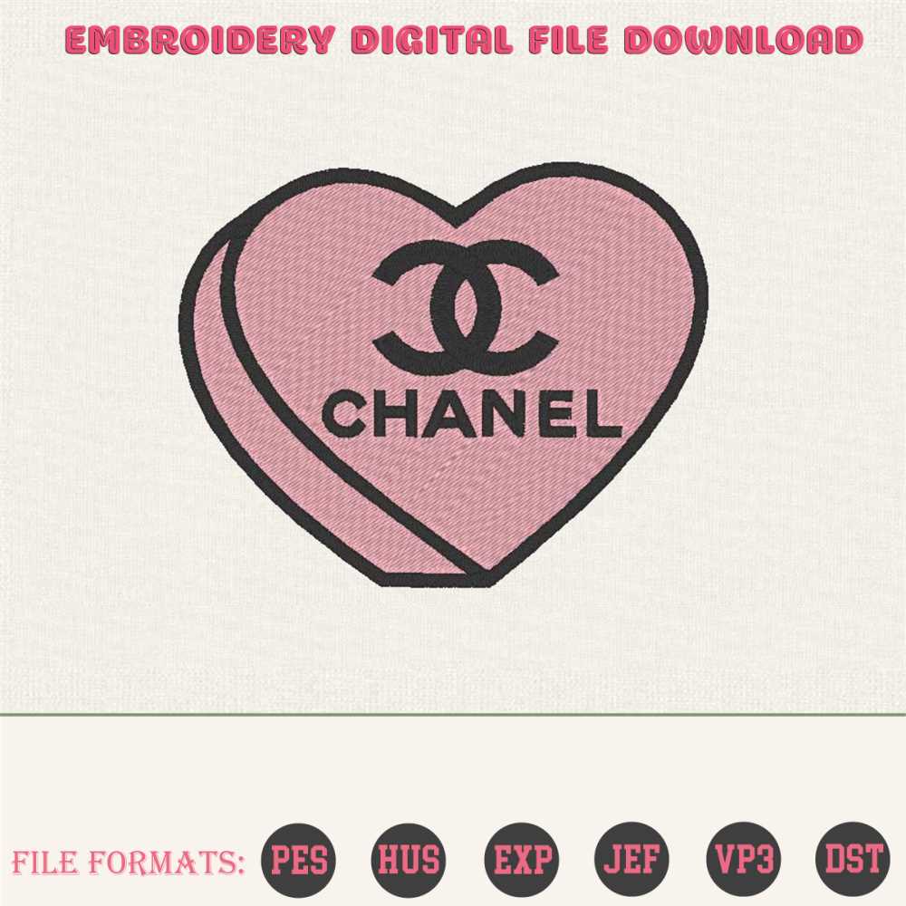 Chanel heart logo machine embroidery designs instant downloa | Inspire ...
