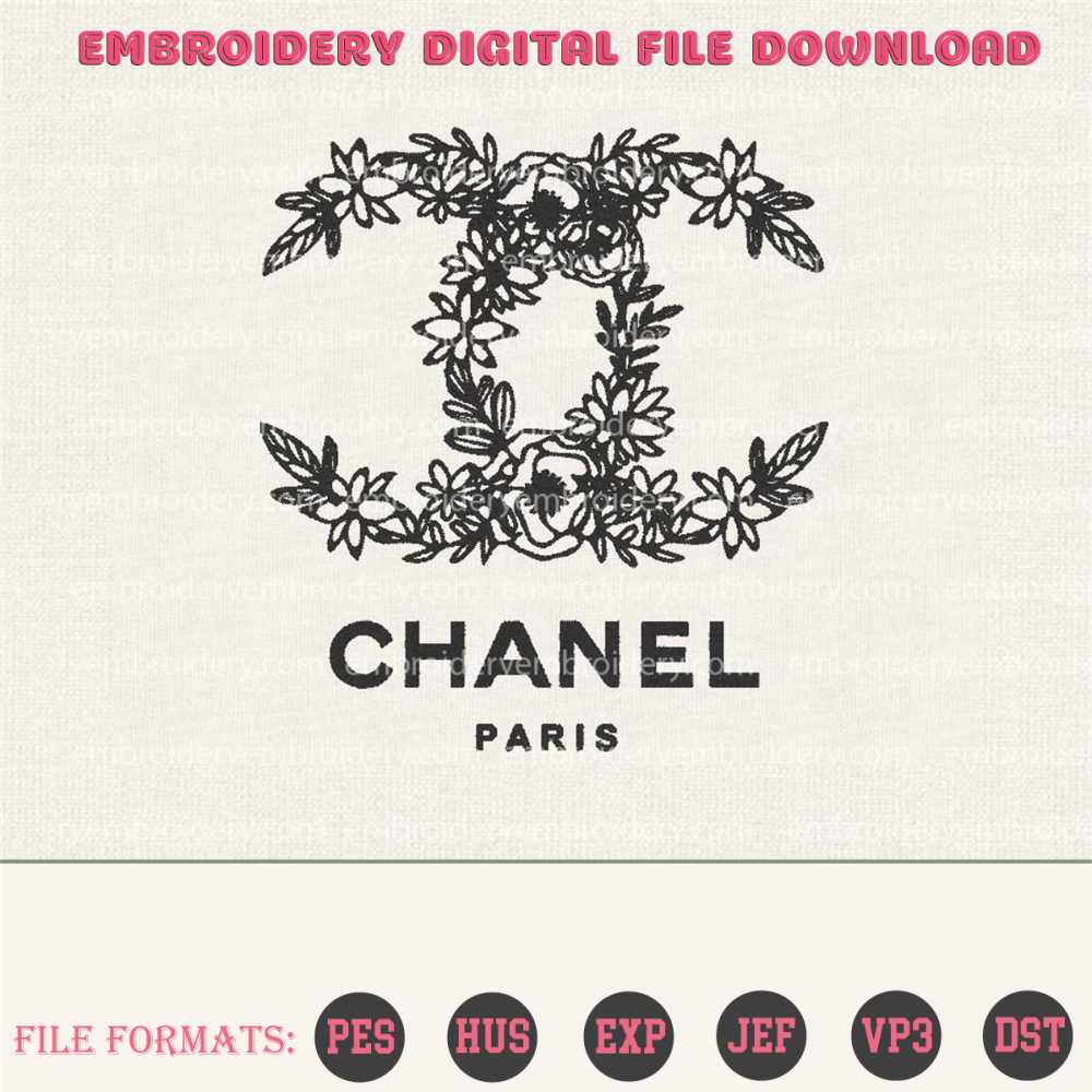 Chanel Paris Floral logo machine embroidery design files dow | Inspire ...