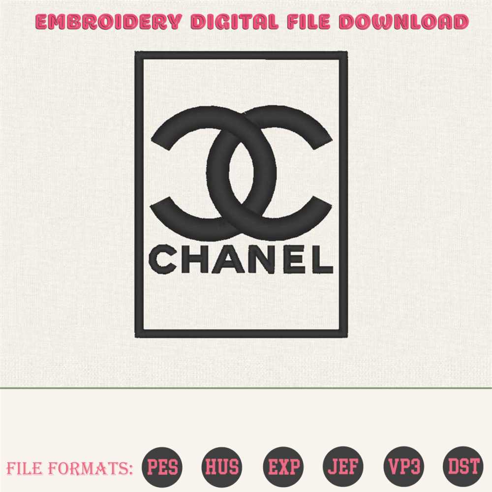 Chanel rectangle frame logo machine embroidery design new | Inspire Uplift