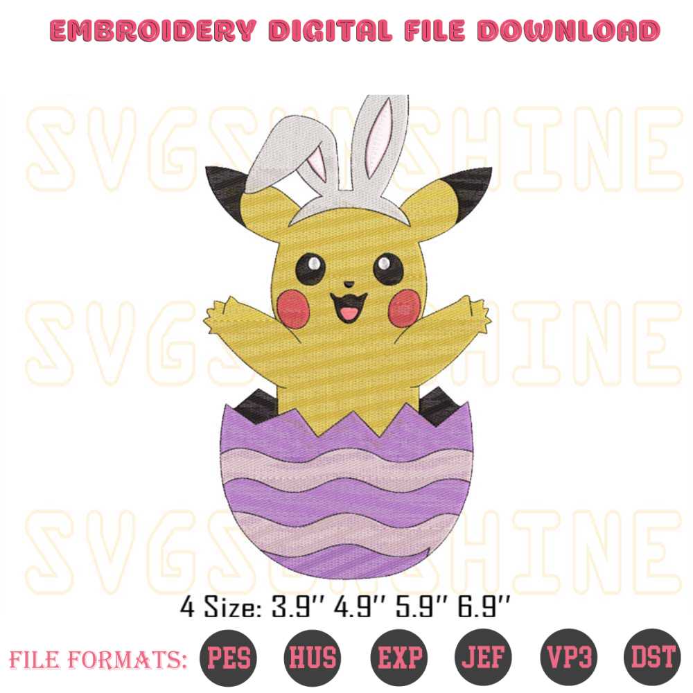 Pikachu Easter Eggs Embroidery Designs, Pikachu Bunny Embroi | Inspire ...