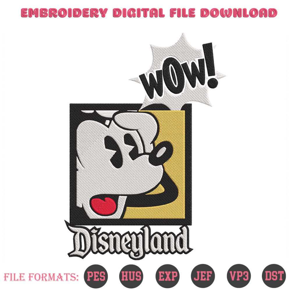 Mickey Wow Disneyland Embroidery Designs File, Disney Micke | Inspire ...