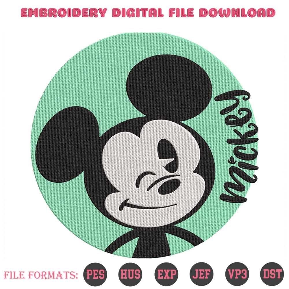 Mickey Head Blue Logo Embroidery Designs File, Disney Mickey | Inspire ...