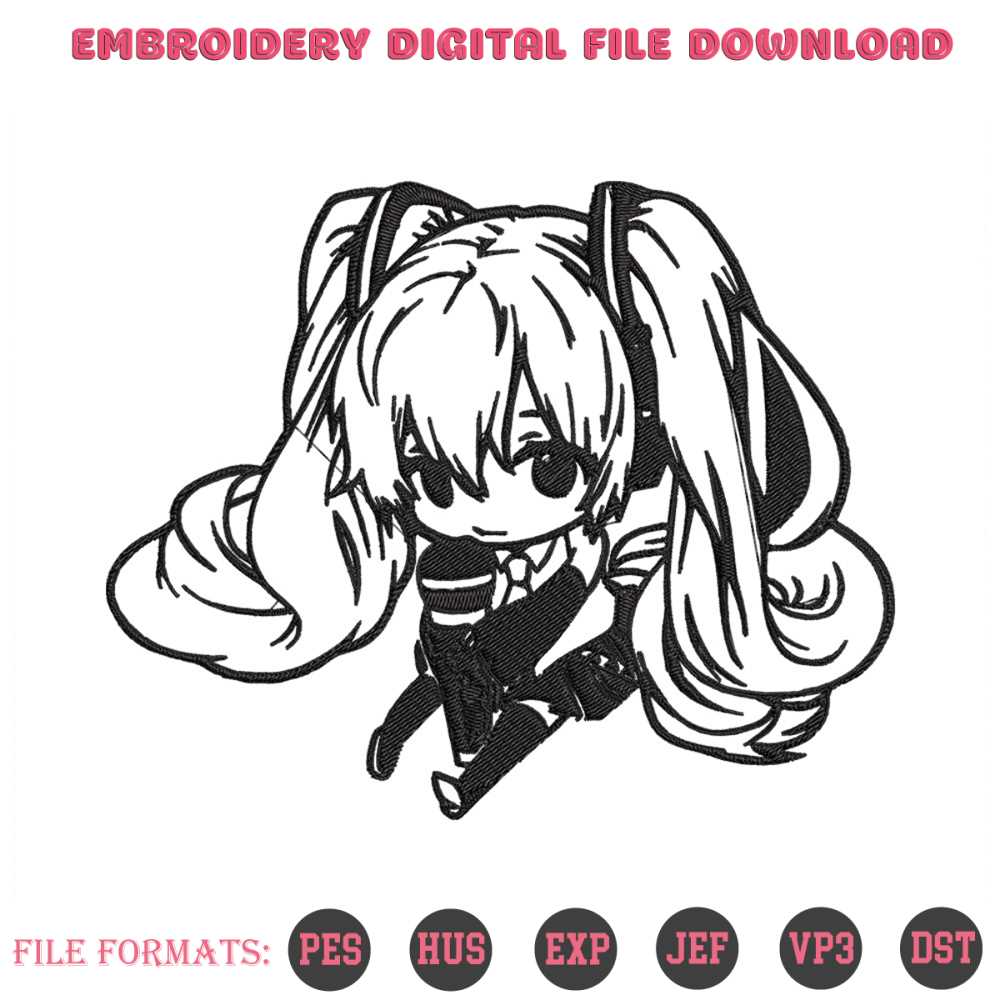 Hatsune Miku Chibi Embroidery Designs File | Inspire Uplift