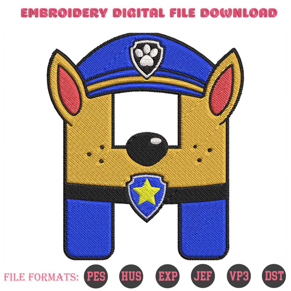 Letter Chase H Embroidery Designs File, Cartoon Machine Embr | Inspire ...