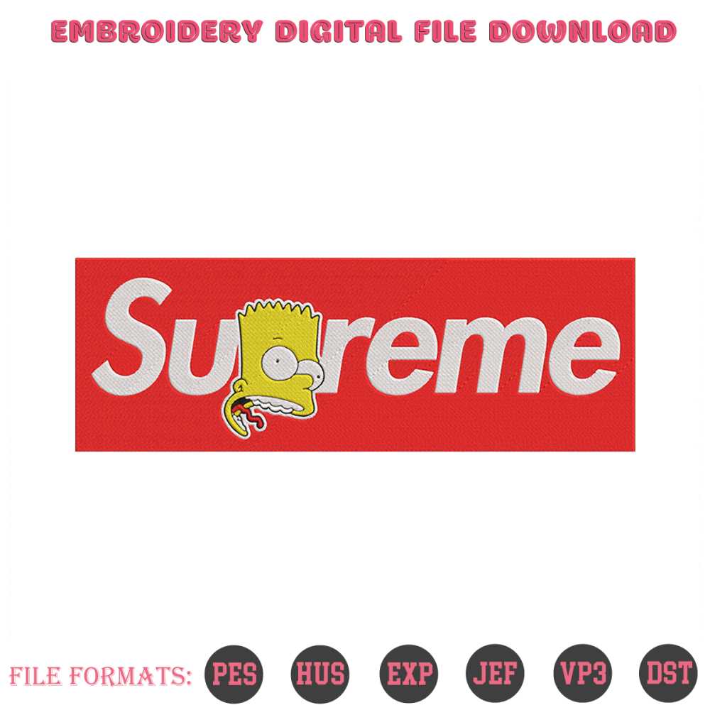 Supreme Simpson Embroidery Designs File, Supreme Machine Emb | Inspire ...