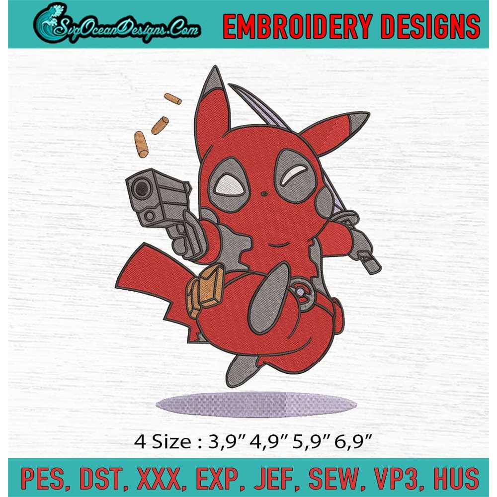Deadpool Pikachu Machine Embroidery Digitizing Design File | Inspire Uplift