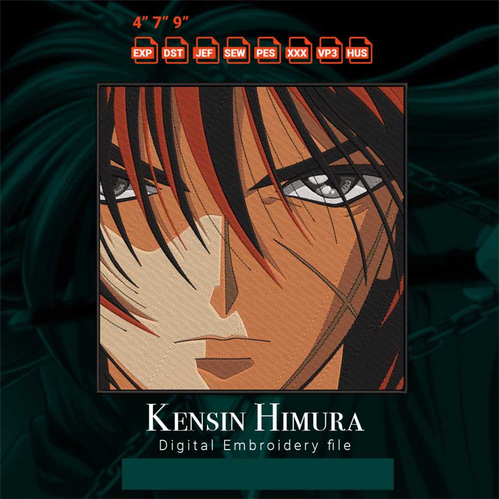 Digital Embroidery Kensin himura Box Art Samurai X Character | Inspire ...