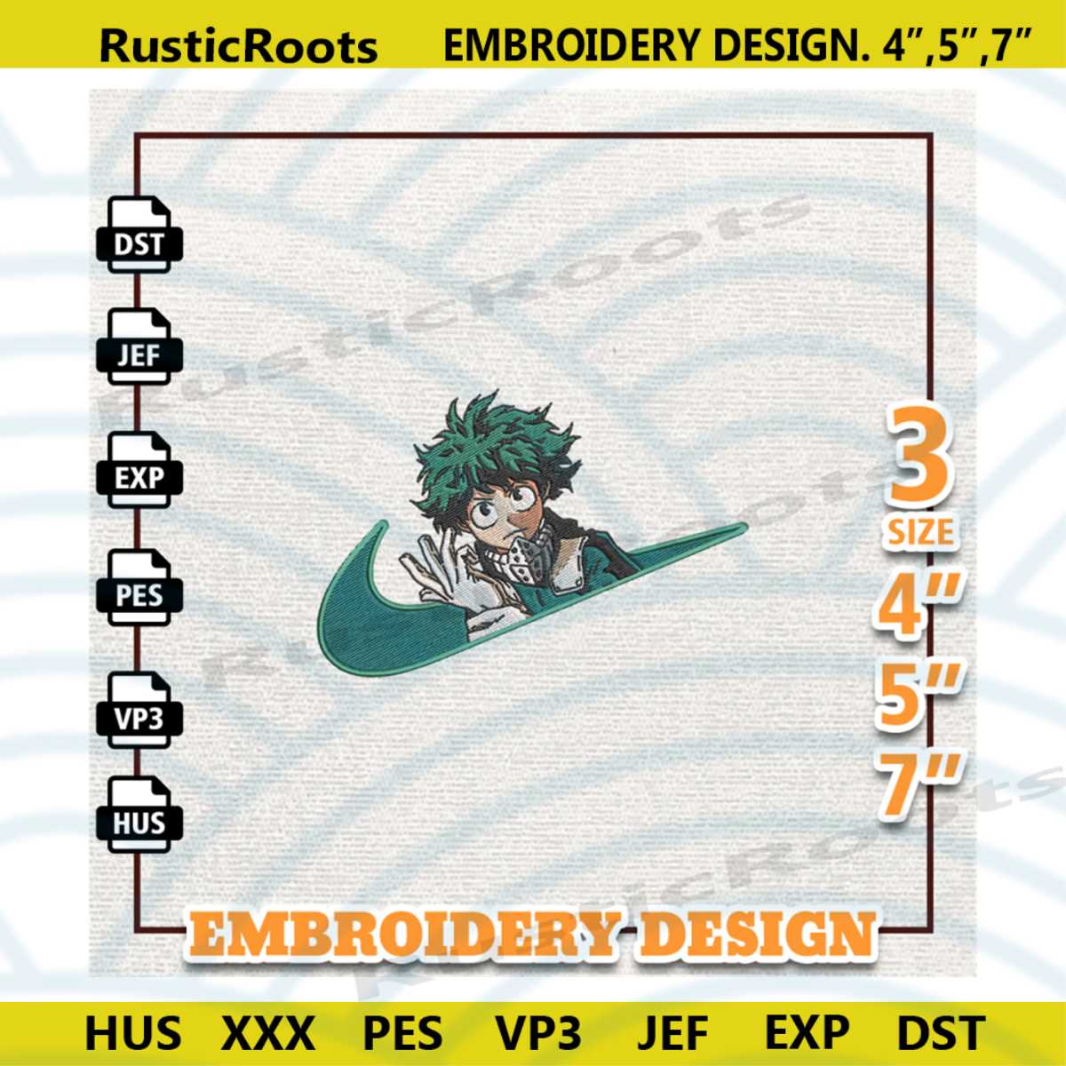 Nike Deku Midoriya Embroidery Design File | Inspire Uplift