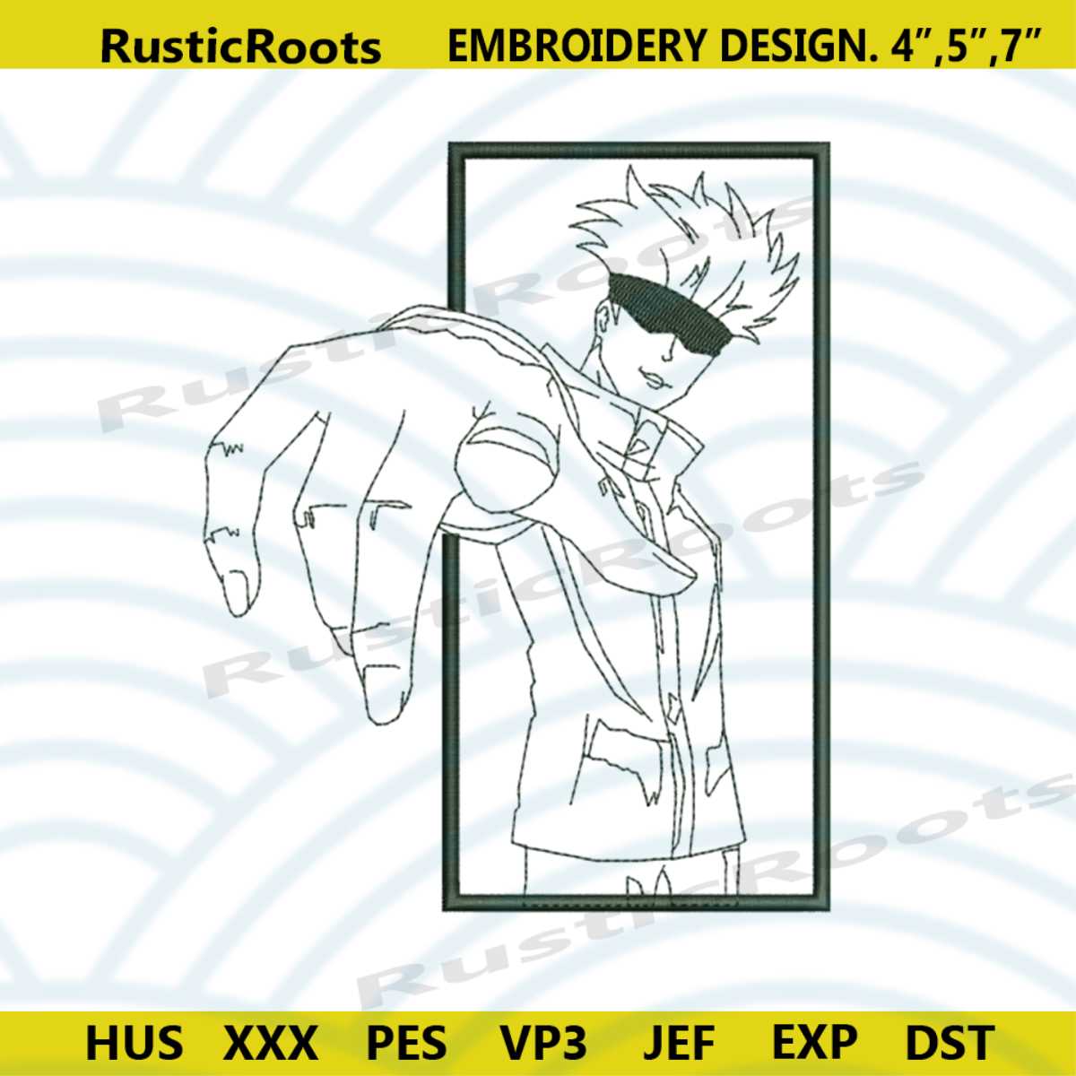 Gojo LineArt Funny Embroidery Design Anime Cartoon - Inspire Uplift