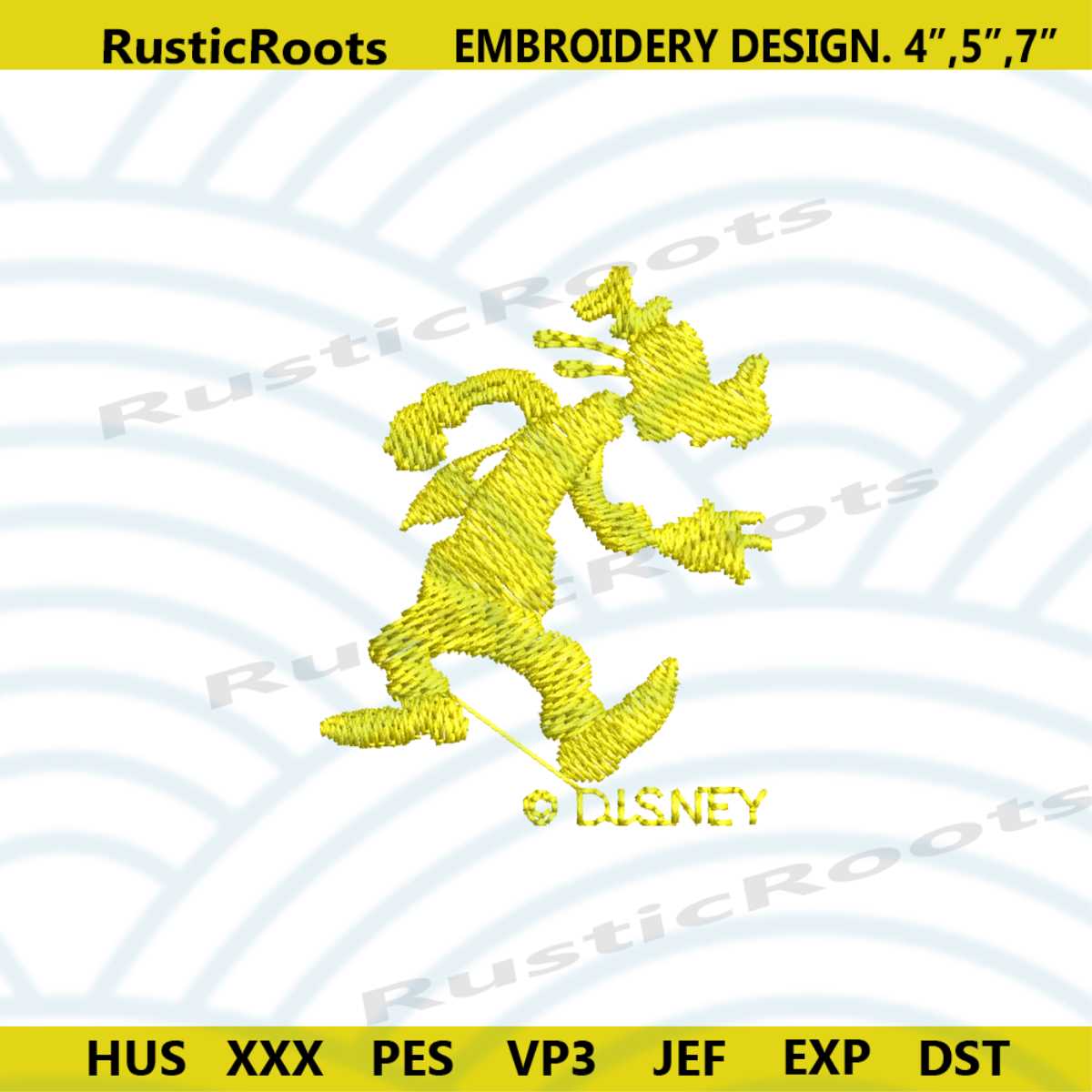Goofy Yellow Silhouette Embroidery Design Download - Inspire Uplift