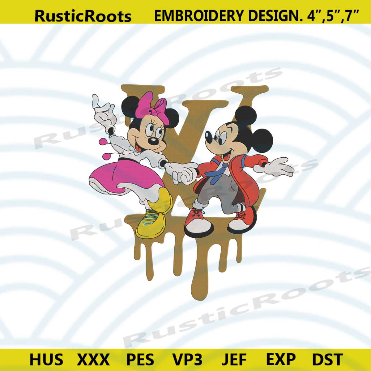 Vintage Mickey Minnie LV Dripping Embroidery Design Download - Inspire ...