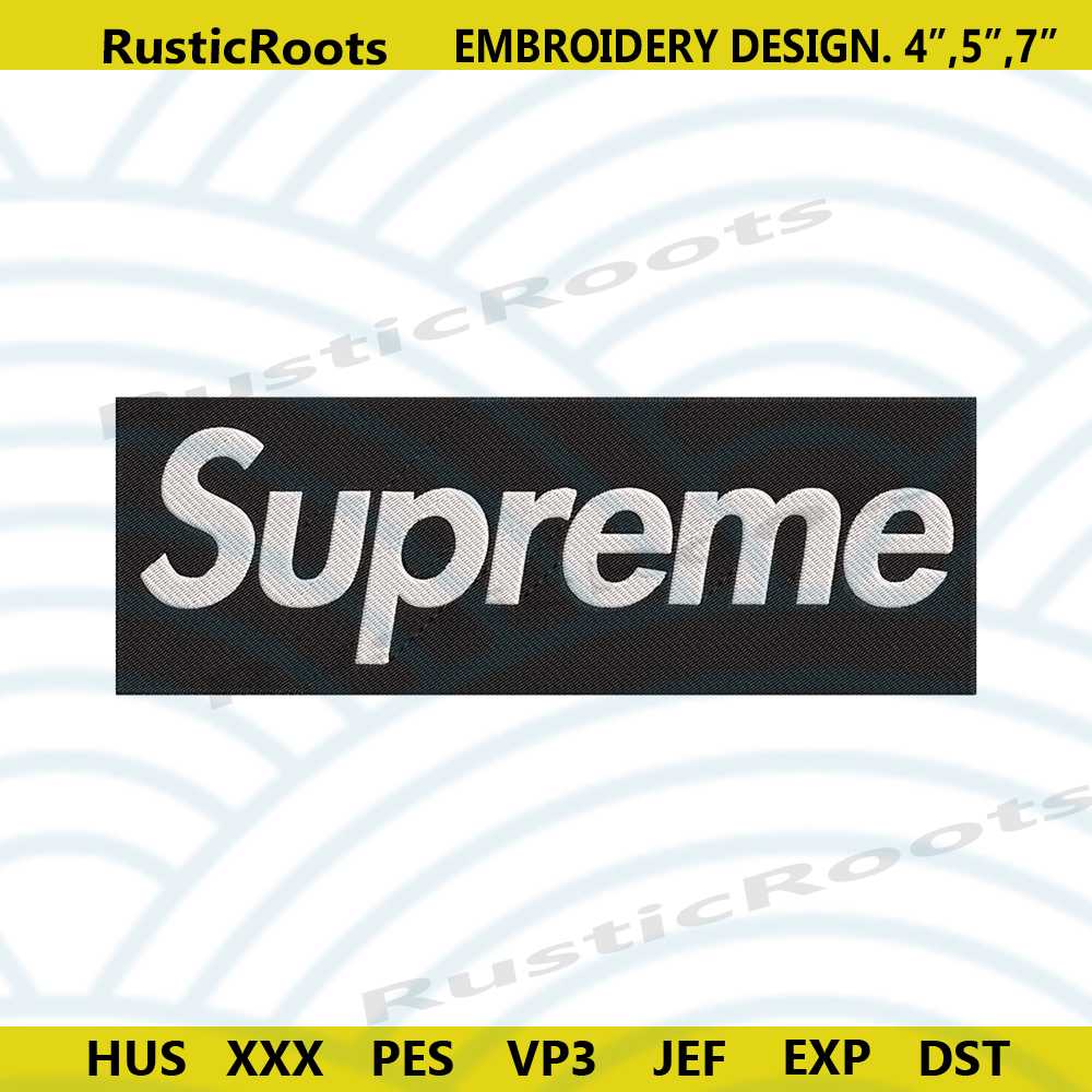 Supreme Box Black Logo Embroidery Design Download | Inspire Uplift