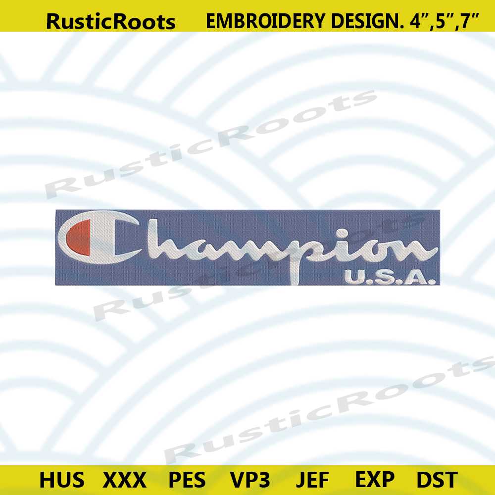 Champion USA Box Logo Embroidery Design Download File | Inspire Uplift