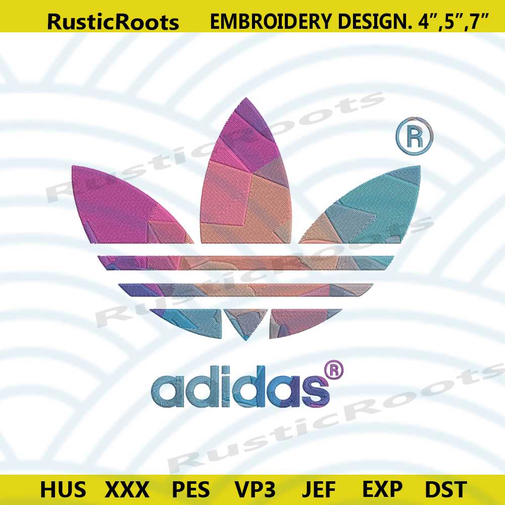 Adidas Color Gradient Logo Embroidery Instant Download | Inspire Uplift