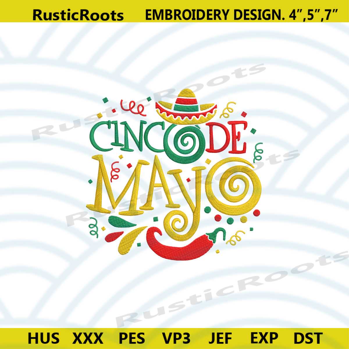 Cinco De Mayo Embroidery Design Instant Files, Logo Cinco De | Inspire ...