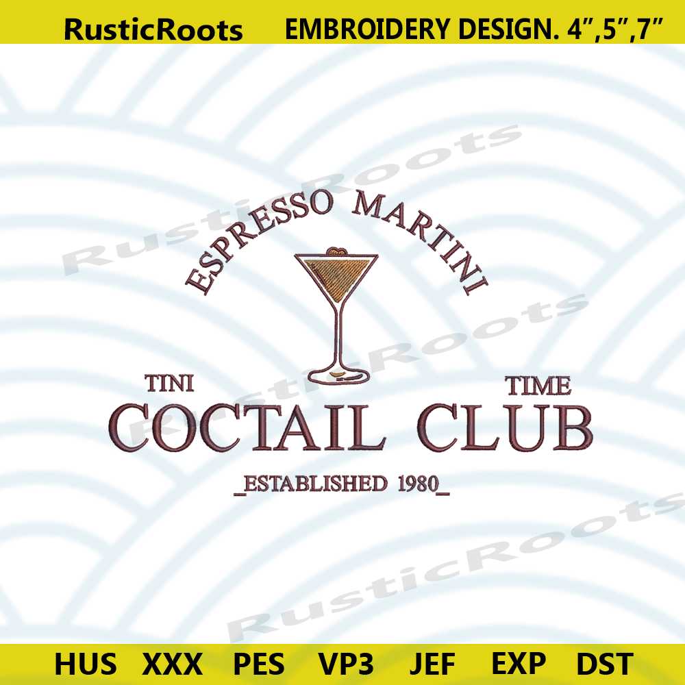 Espresso Martini Embroidery Designs Files, Cocktail Club Mac | Inspire ...