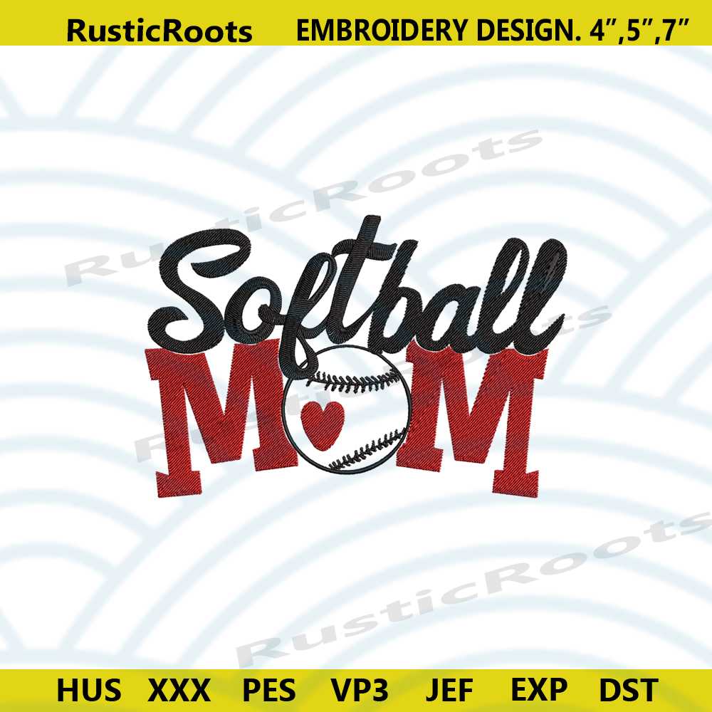 Softball Mom Embroidery Digital Design , Softball Embroidery | Inspire ...