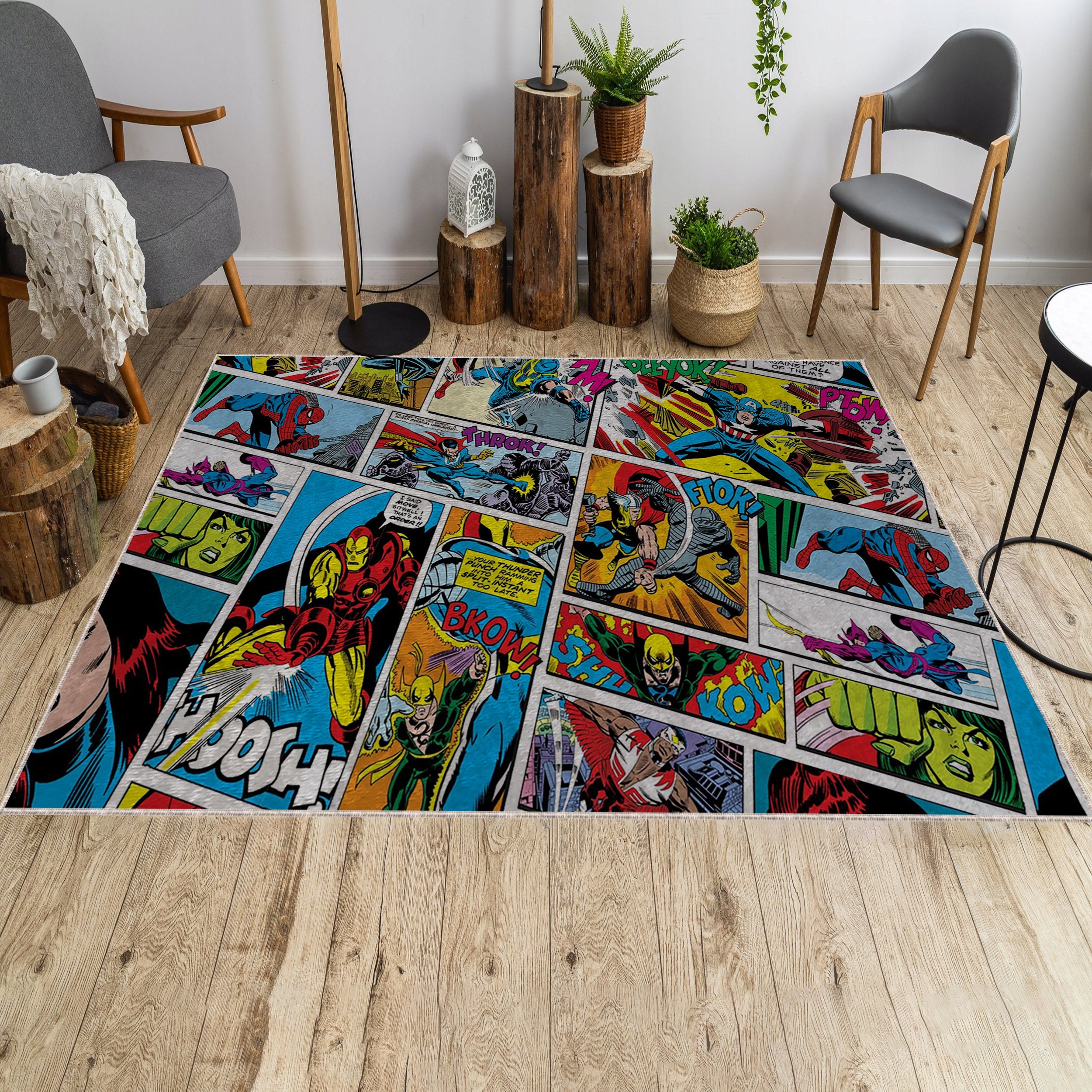 Comics Rug, Captain America Comic Book Rug, Spiderman Comics | Inspire ...