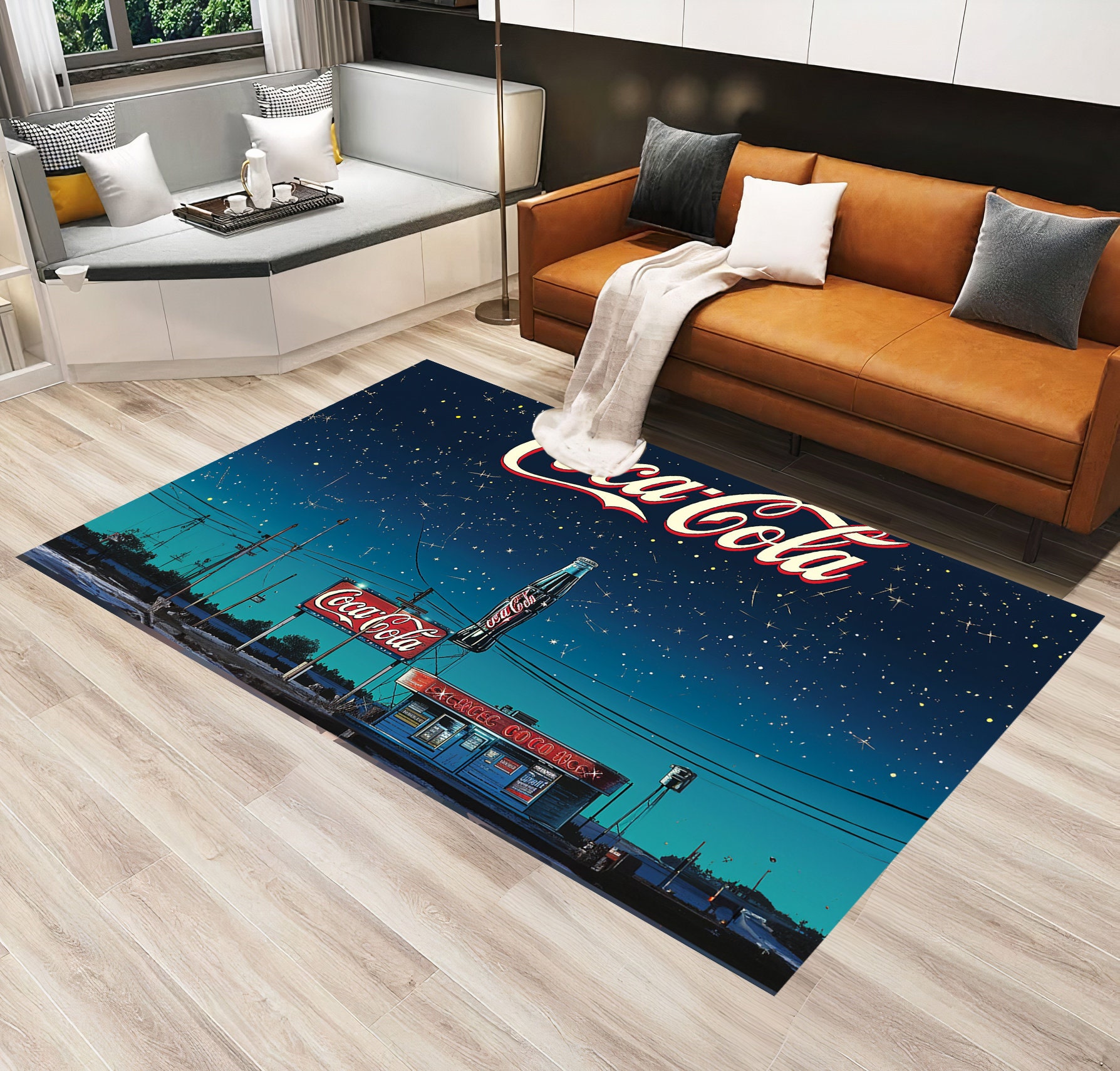 Coca Cola Pattern Rug, Coca Cola Written Rug, Sky Pattern Ru | Inspire ...