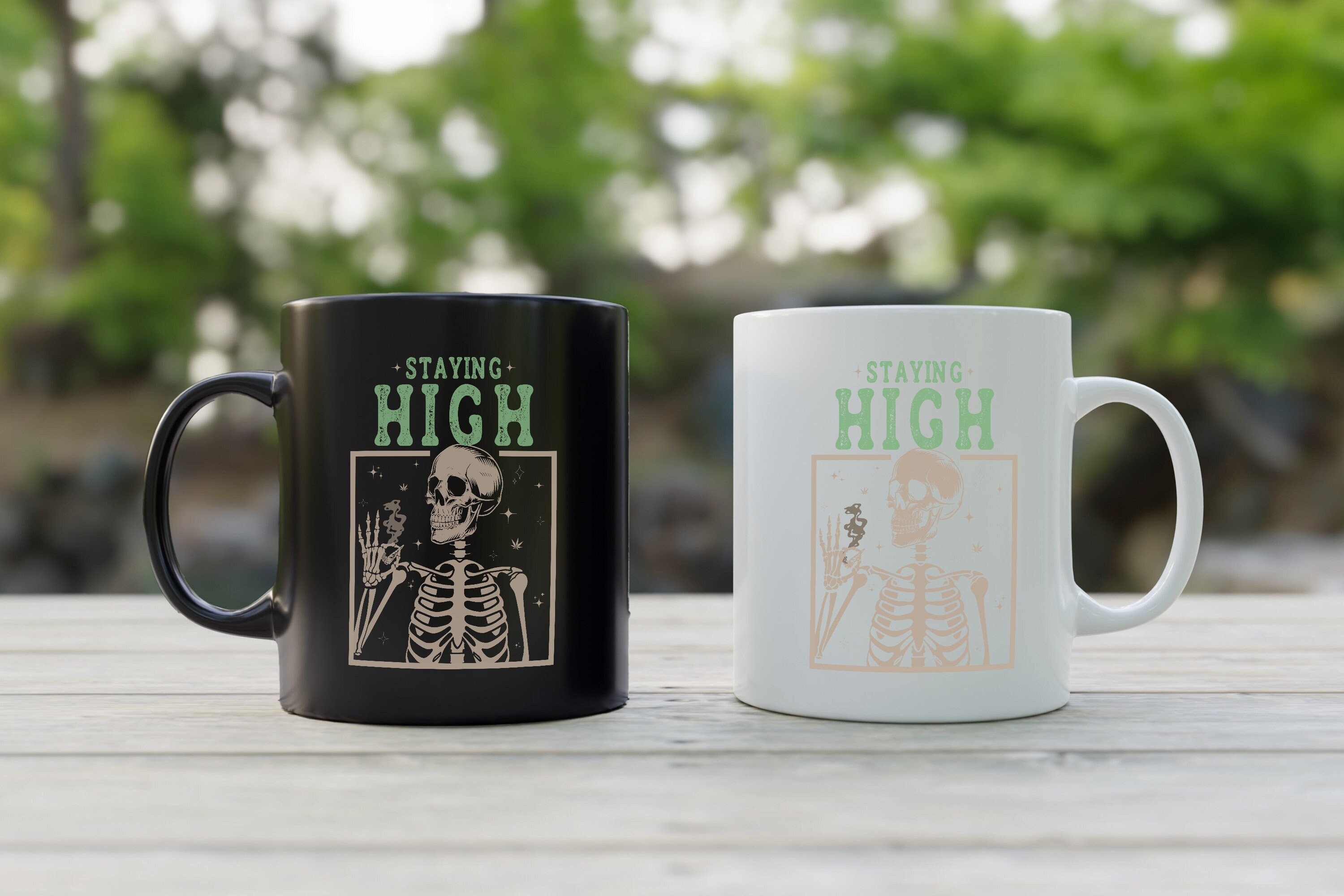 Funny Cannabis Coffee Mug 1, Skeleton Stoner Gifts for him, | Inspire ...
