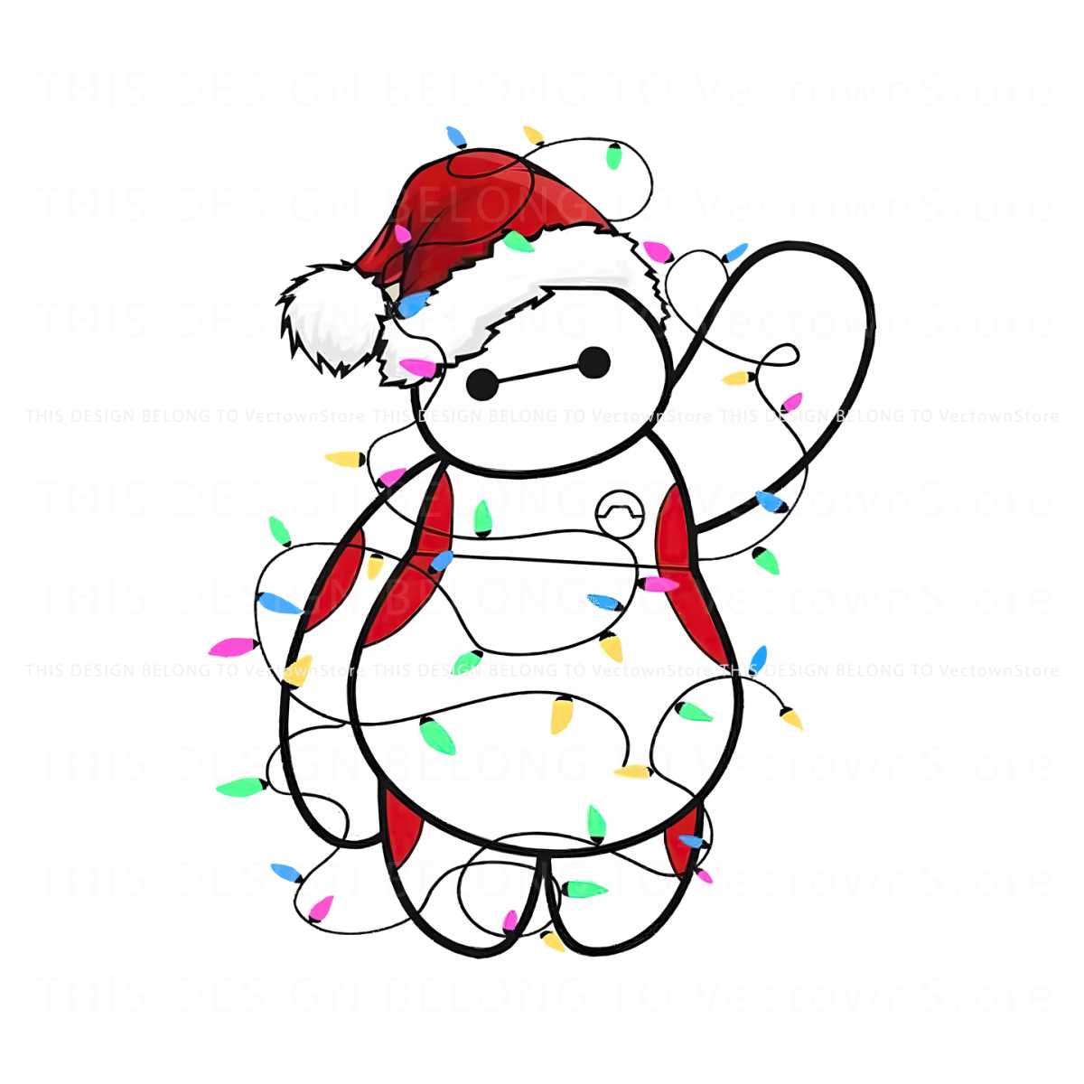 Big Hero 6 Cute Santa Baymax Christmas Lights PNG File, Tren | Inspire ...