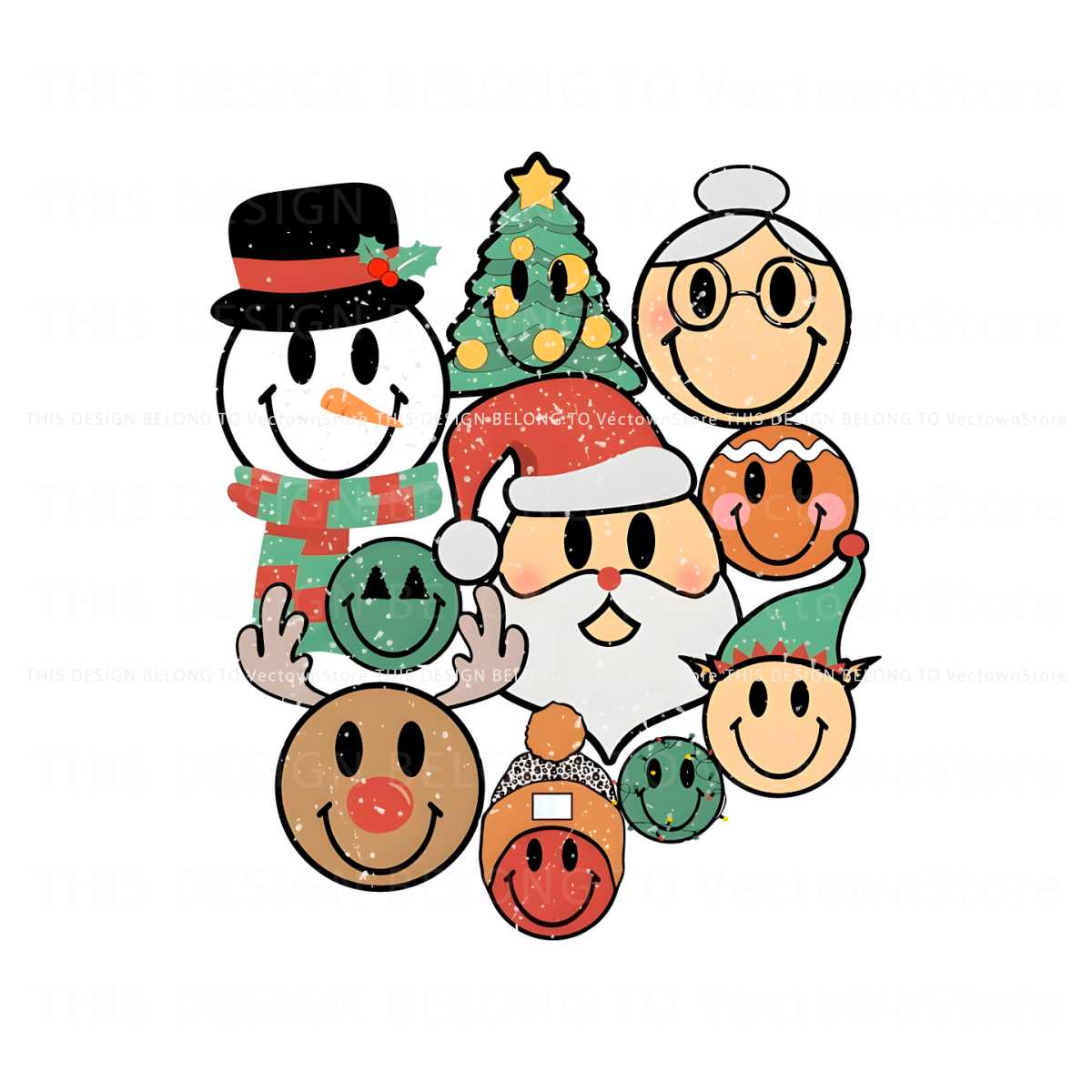 Christmas Smiley Faces Santa Friends PNG Download File, Tren - Inspire ...