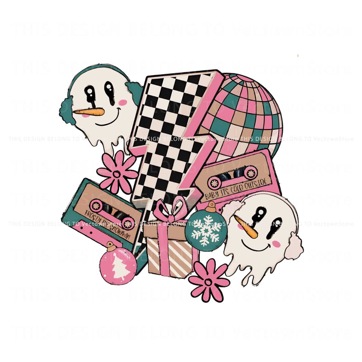 Retro Christmas Lightning Bolt Snowman PNG Download, Trendin | Inspire ...