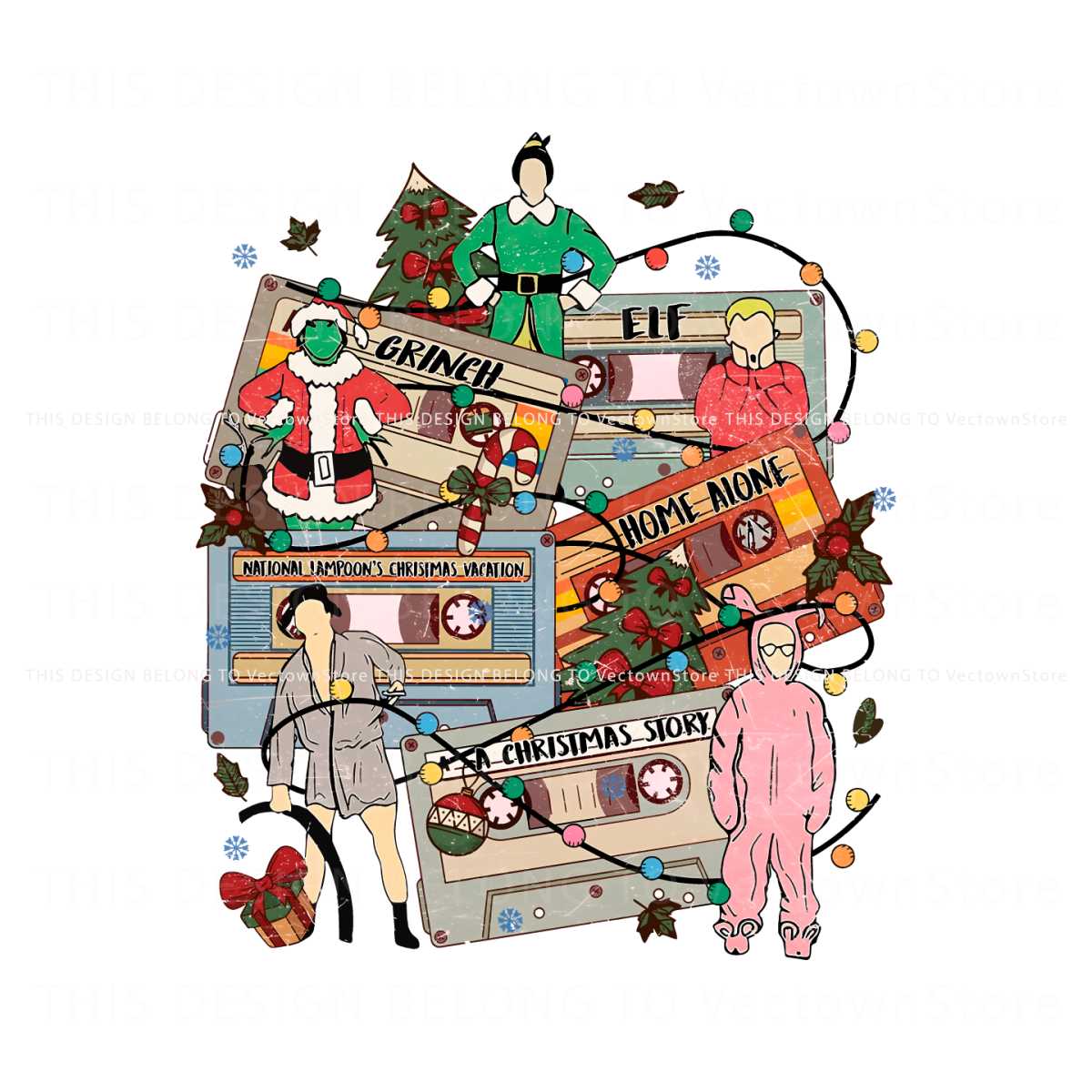 Retro Christmas Movie Cassette Characters PNG Download, Tren - Inspire ...