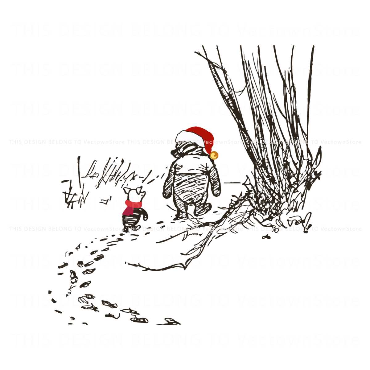 Winnie the Pooh And Piglet Santa Hat SVG For Cricut Files, T | Inspire ...