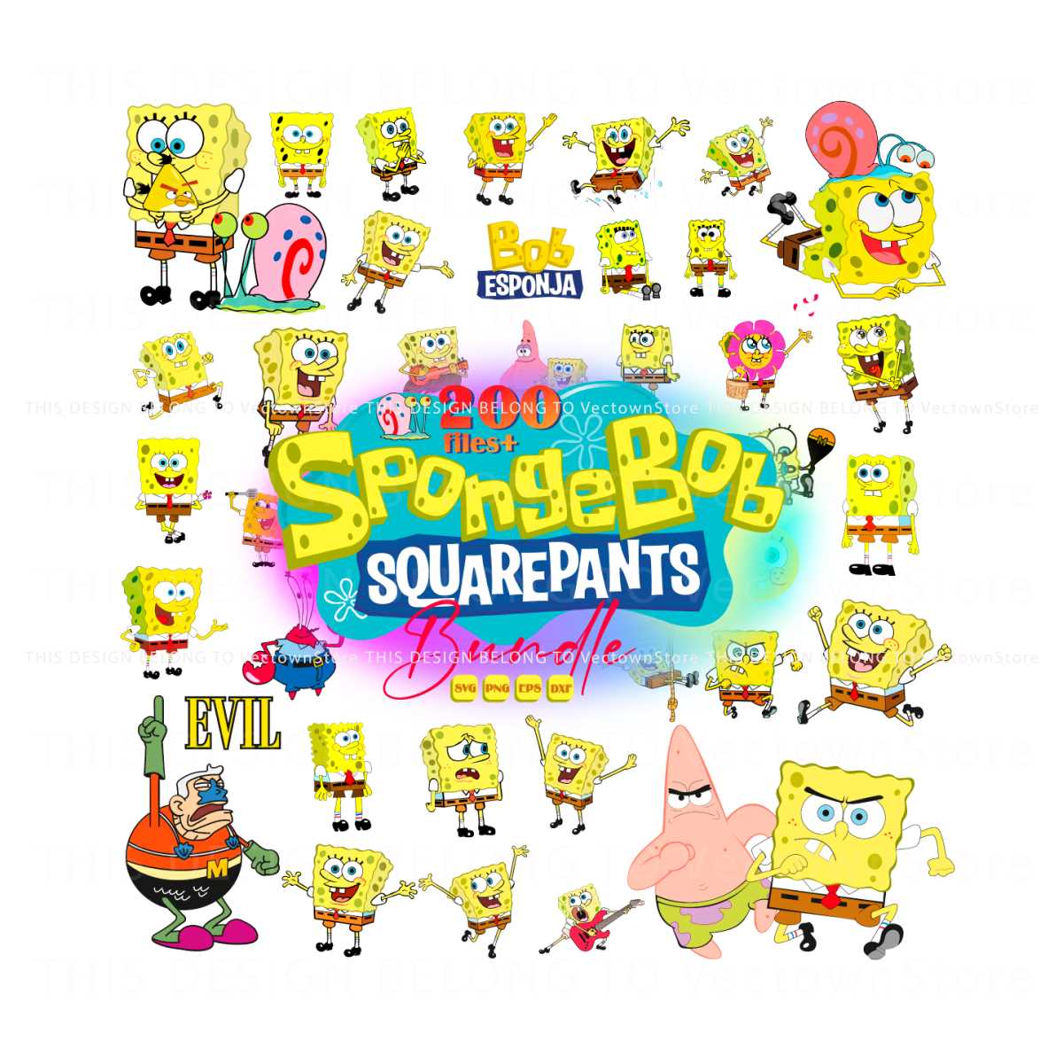 200 Files Spongebob Cartoon SVG Bundle Digital Files Best Gr - Inspire ...