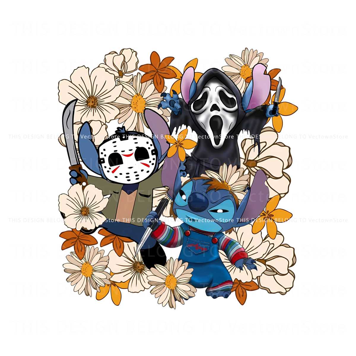 Floral Disney Stitch Ghost Halloween PNG Download File Best | Inspire ...