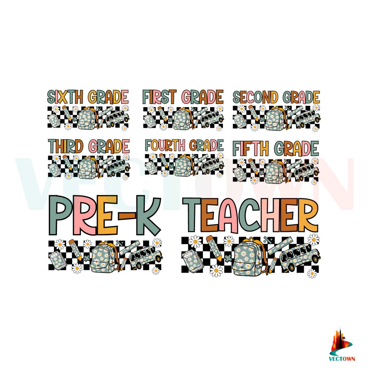 Groovy Daisy Floral Teacher And Student SVG Bundle Best Grap | Inspire ...