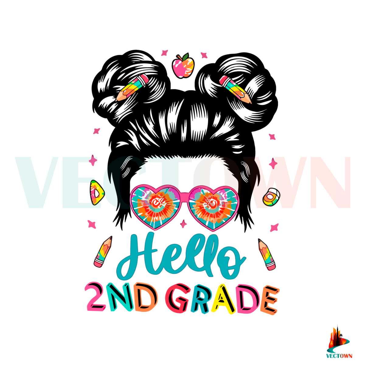 Hello 2nd Grade Messy Bun Back To School SVG Digital File Be | Inspire ...