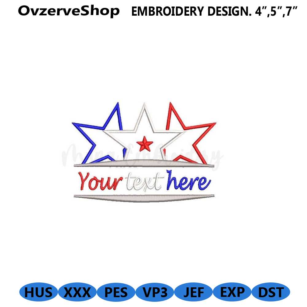 Split Triple Star Embroidery Design, 4th Of July Embroidery | Inspire ...