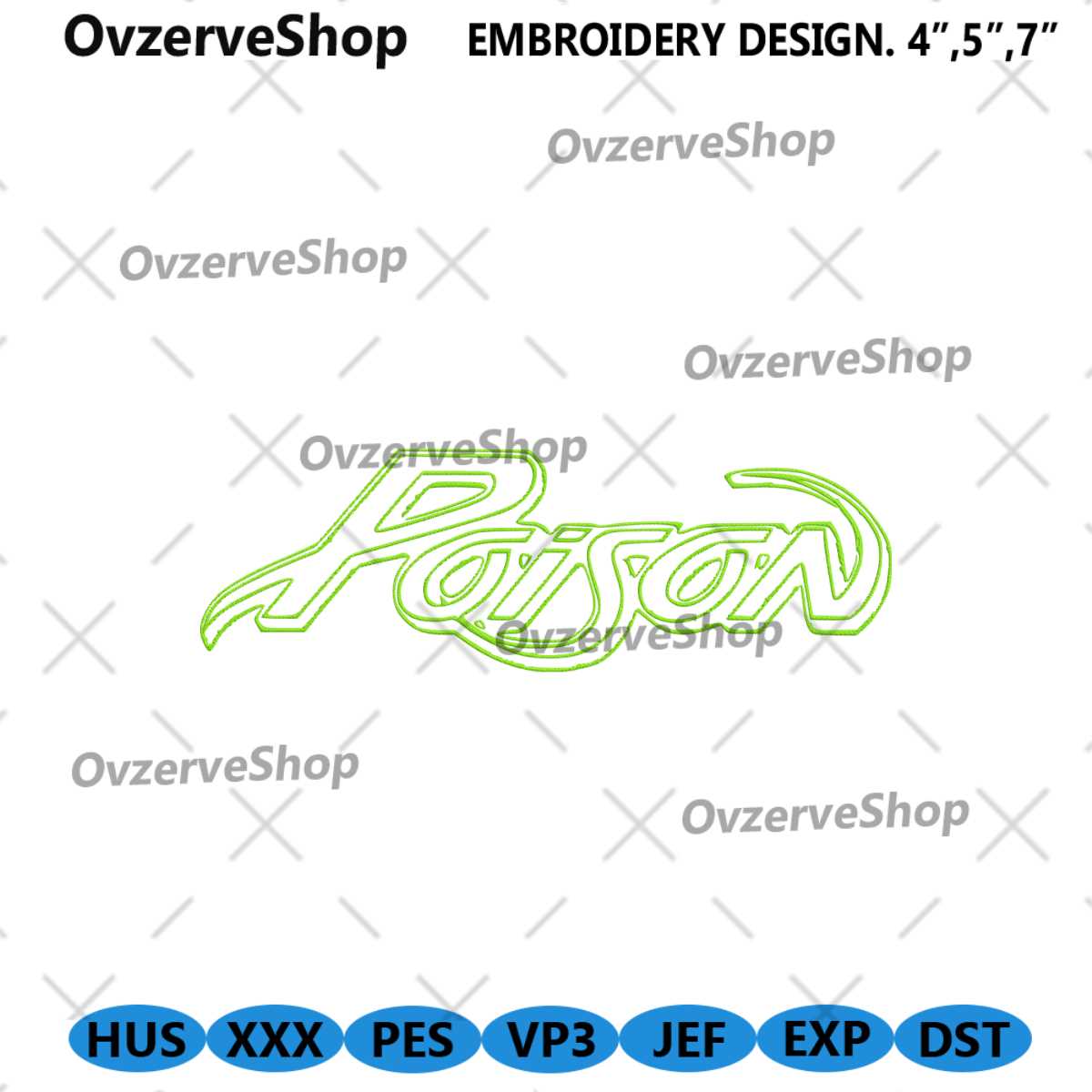 Poison Text 3D Logo Rock Band Embroidery Design Download Fil | Inspire ...