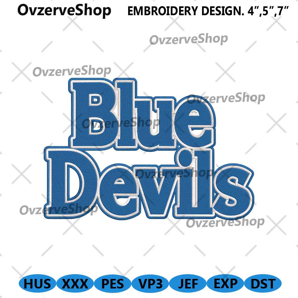 Blue Devils Wordmark Logo Machine Embroidery, Blue Devils Te - Inspire ...