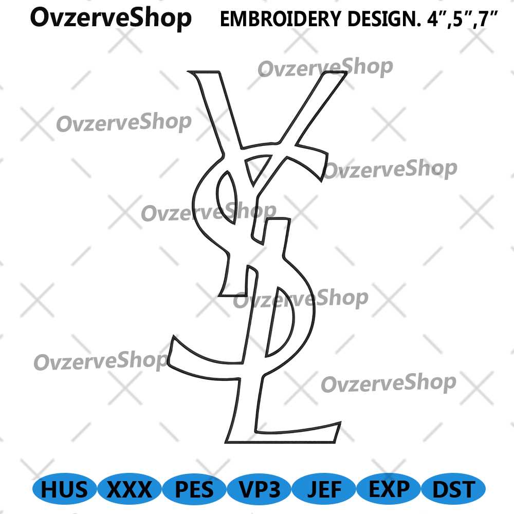 YSL Outlines Logo Embroidery Instant Download | Inspire Uplift
