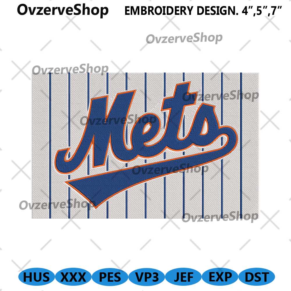 Mets Wordmark Logo Embroidery, Mets Baseball Logo Machine Em | Inspire ...